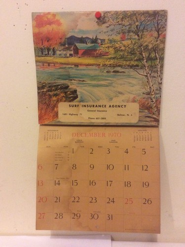 Belmar New Jersey SURF INSURANCE AGENCY Vintage Calendar 1971 | eBay