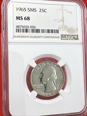 1965 SMS NGC MS68 WASHINGTON QUARTER 25C SPECIAL MINT SET UNCIRCULATED ...