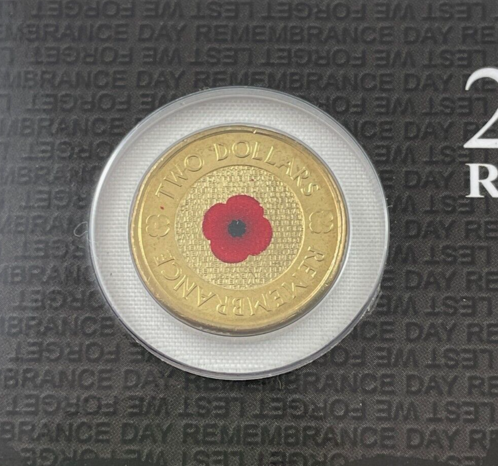 2012 Remembrance $2 Red Poppy Uncirculated Coin on Carded Downies Issue ...