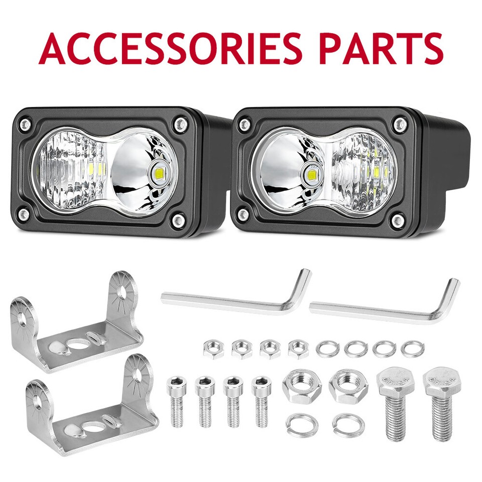 2x Flush Mount 3inch LED Cube Pods Work Lights Fog Driving Offroad ATV ...
