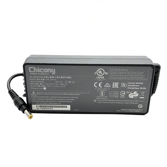 Genuine Chicony A16-135P1A AC Adapter A135A009L 20V 6.75A w/Cord for sale online | eBay