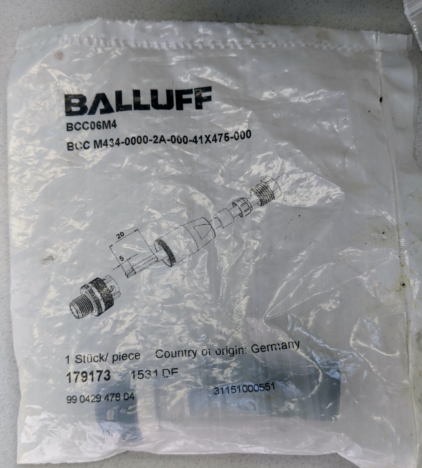 Balluff Connector BCC06M4 BCC M434-0000-2A-000-41X475-000 | eBay