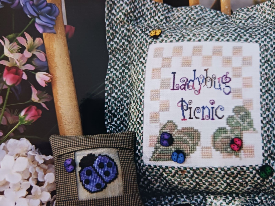 LadyBug Picnic Cross Stitch Patterns + Pretty Buttons Just My ...
