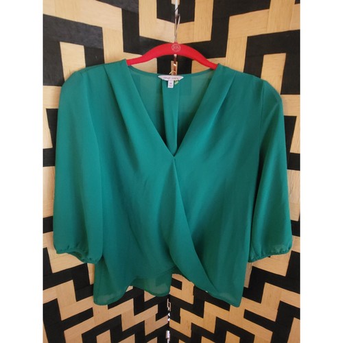 Copper Key Green Blouse V-Neck 3/4 Sleeve Flowy Top Career Casual Size ...