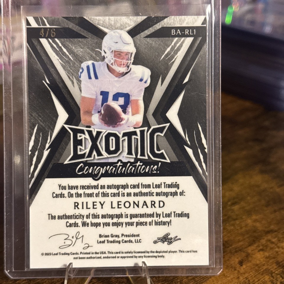 Leaf Exotic Riley Leonard Autograph 4/6 | eBay