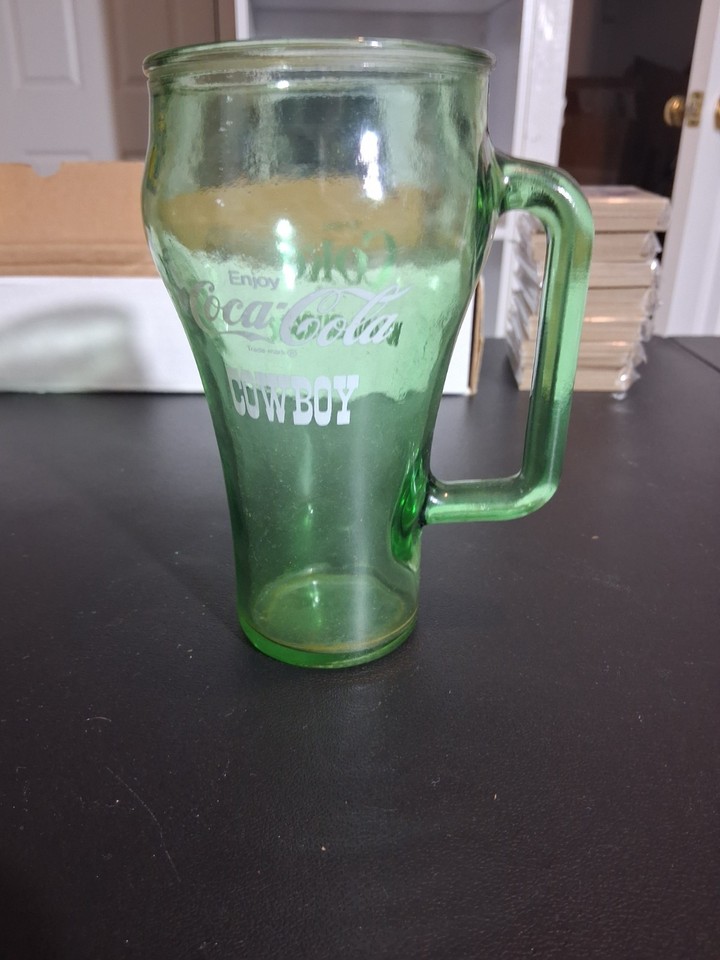Coca Cola Whataburger green Cowboy glass w/handle COKE Vintage | eBay
