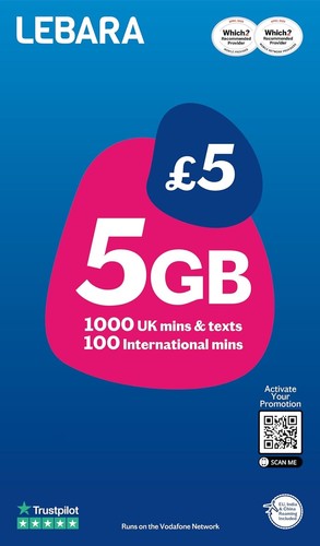Lebara 5GB Data Pre-loaded SIM card | £2.50 per month for 3 months | EU ...