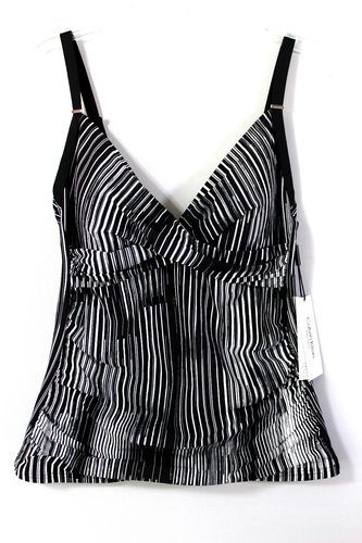 CALVIN KLEIN Cross-Over Ruched Tankini Top 50+UPF Size Small Black ...