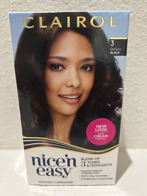 Clairol Nice n Easy Permanent Hair Color #3 Brown Black - blue box | eBay