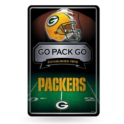 Green Bay Packers NFL 11x17 Go Pack Go Metal Embossed Slogan Sign FREE ...
