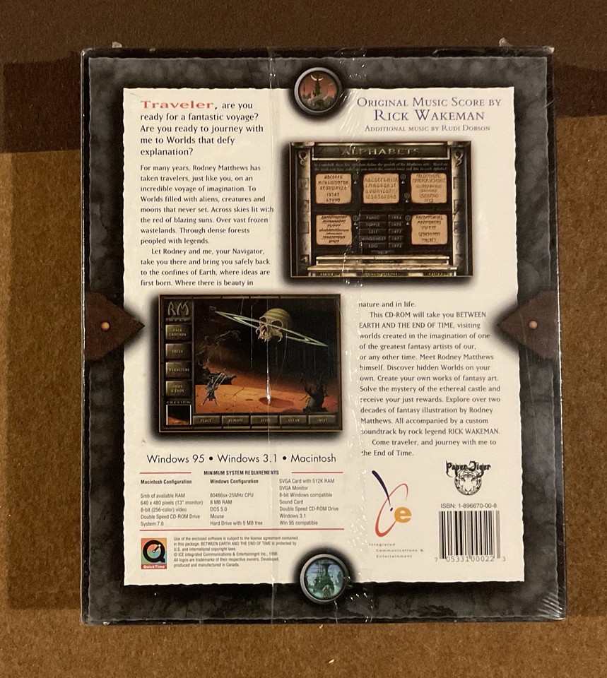 BETWEEN EARTH AND THE END OF TIME, big box, PC CD-ROM, 1996, untested ...