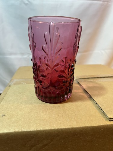 Set of 10 Pilgrim Glass Adams Cranberry Pink 12 oz Flat Tumbler 5 ...