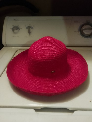 Scala Collection Wide Brim Red Beach Sun Straw Hat One Size Excellent ...