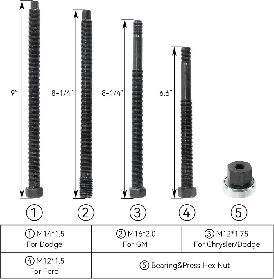 HFS(R) 5Pcs Long Reach Harmonic Balancer Installer Kit, 4 Adapters ...