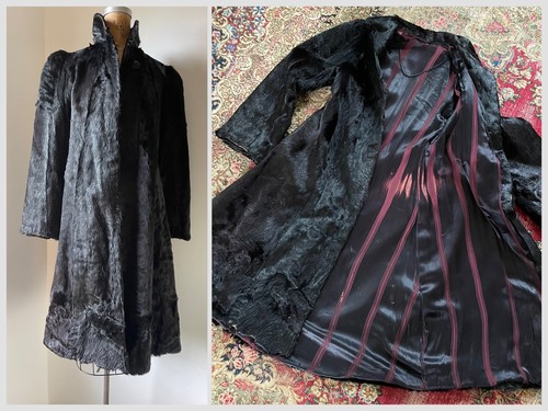 Antique Early 1900’s Black Fur Coat Vampire Halloween Costume Gothic ...