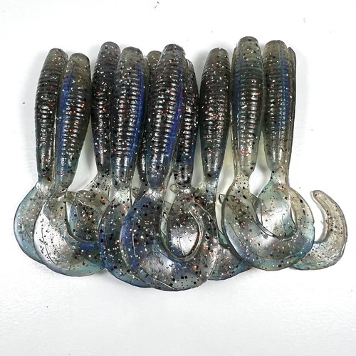 10 Hand Poured 3” Hook Tail Booger Plastic Worms. “Midnight Shad” | eBay