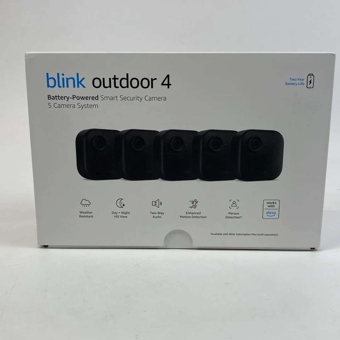 Blink Outdoor 4 (4th Gen) Battery Powered 5 Camera System - Black ...