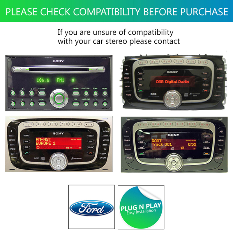 Ford Focus AUX lead, Ford Sony car stereo AUX in cable iPod iPhone ...