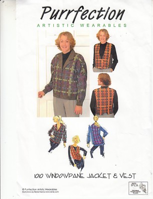 Windowpane Jacket Vest 2 Lengths Purrfection Sewing Pattern 1010 XS-3X ...