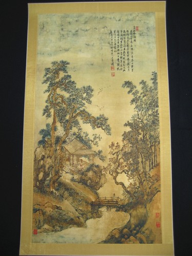 Old Chinese Antique painting scroll Landscape On Rice Paper By Wang Hui ...