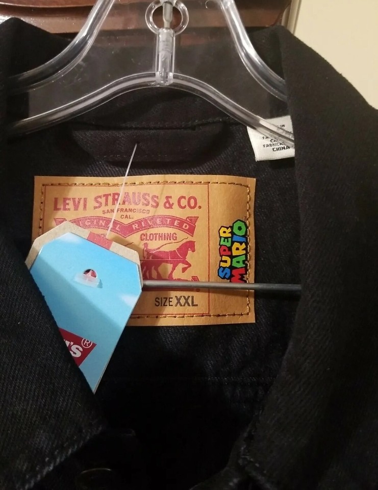 Levi's Super Mario Mens Black Denim Jean Trucker Jacket Nintendo Men’s ...
