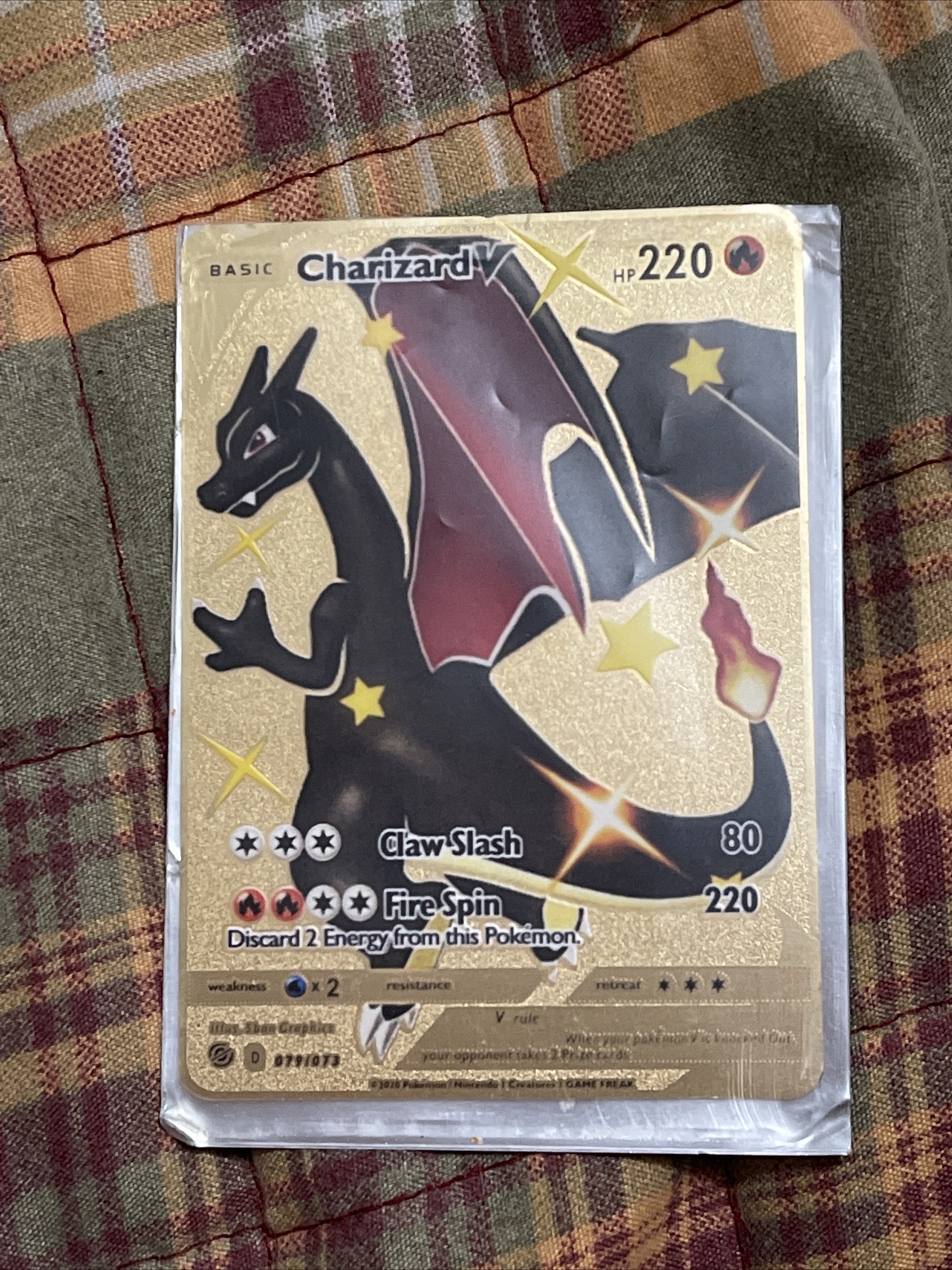 Pokemon Shiny Charizard V Champion's Path 79/73 - Gold Metal Pokemon ...