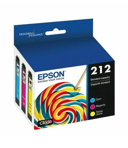 Epson 212 Genuine Color 3pk Ink Cartridge Cyan Magenta Yellow OEM EXP ...
