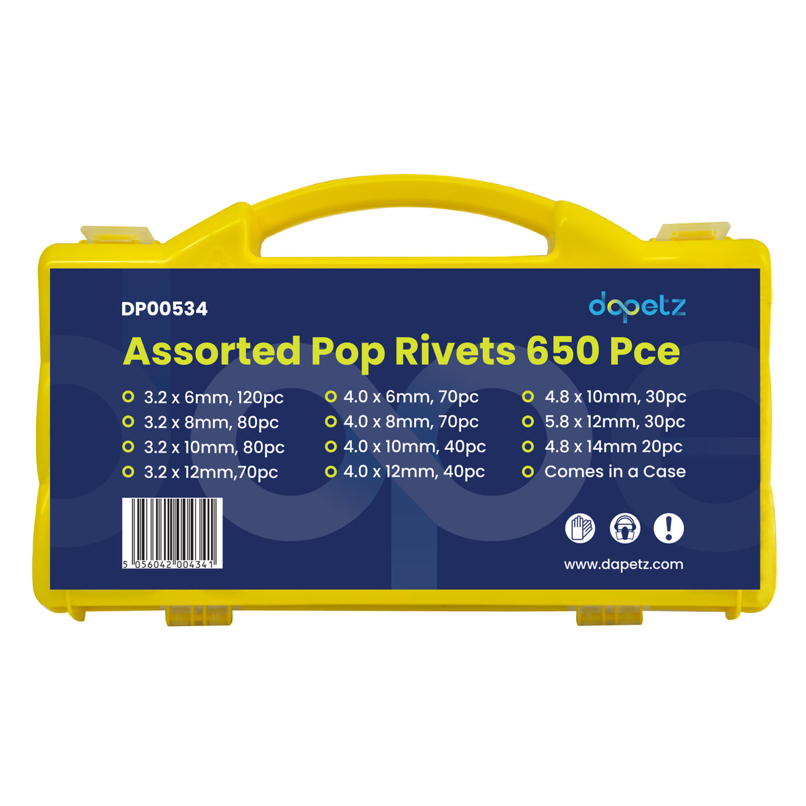 650x RIVET PACK ASSORTED BLIND POP RIVETS ALUMINIUM 3.2-4.8MM + STORAGE ...
