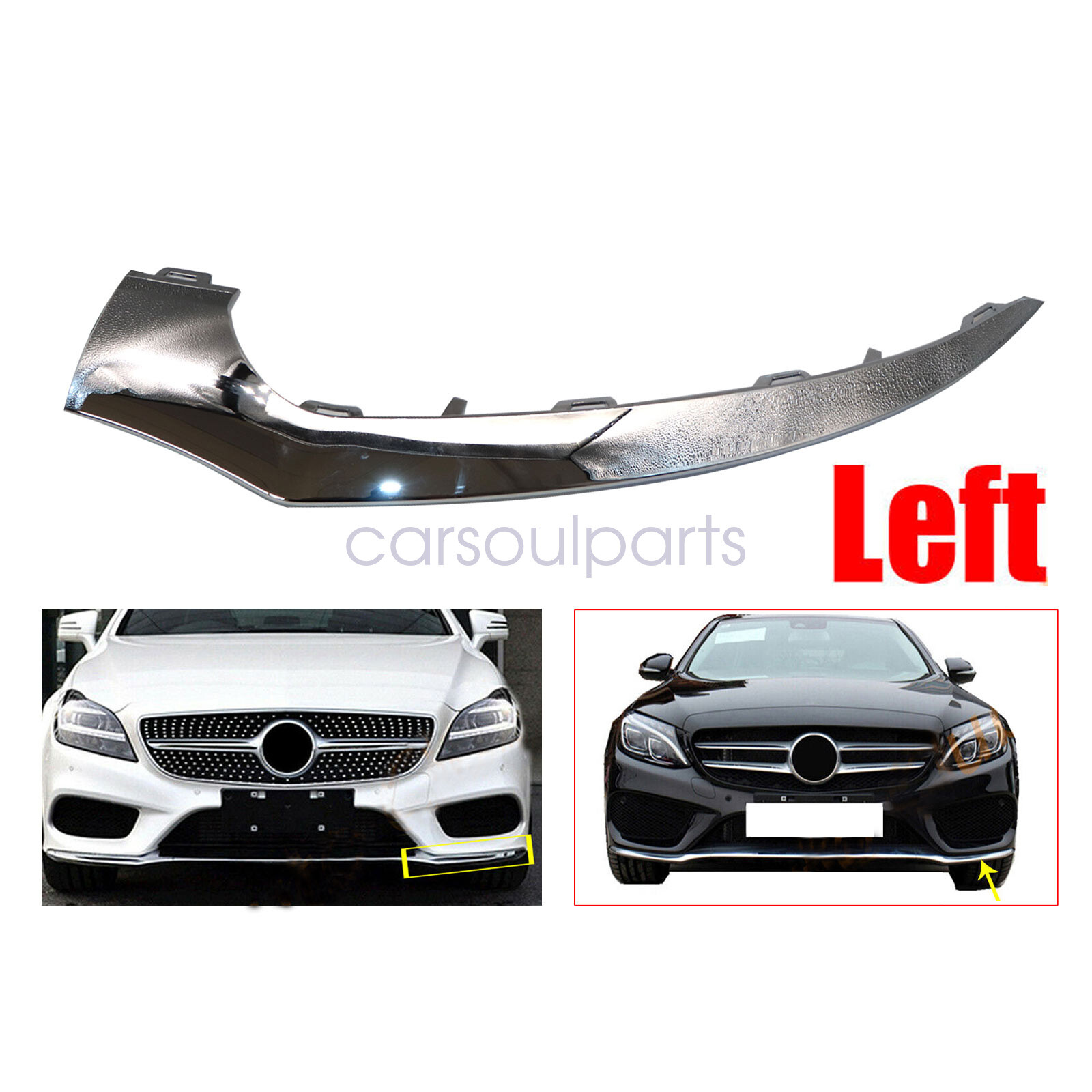Left Front Bumper Chrome Trim molding Fits Mercedes W218 CLS400 550 ...