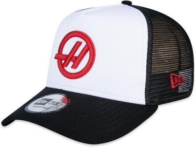 Haas F1 Team New Era A-Frame Trucker Baseball Cap Hat White | eBay