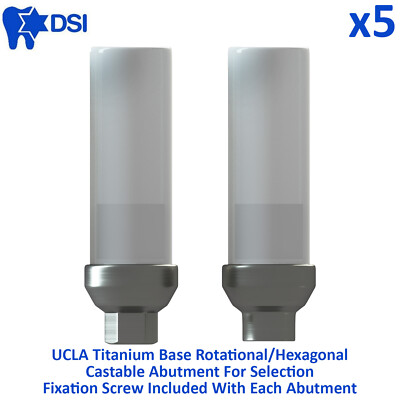 5 DSI Dental Im plant UCLA Plastic Titanium Base Casting Hex / Non Hex ...