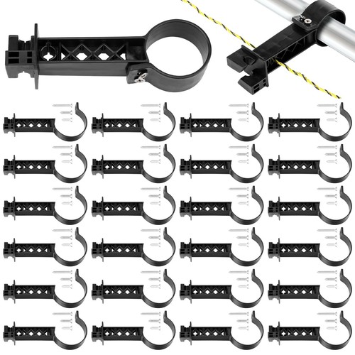 24 Pcs Pipe Clamp Insulators Electric Fence T Post Insulators Tube Post ...