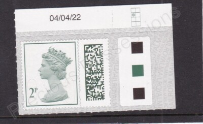 2022 MNH MACHIN DEFINITIVE 2p GREEN M22L MAIL DATE 04/04/22 TAB GRID ...