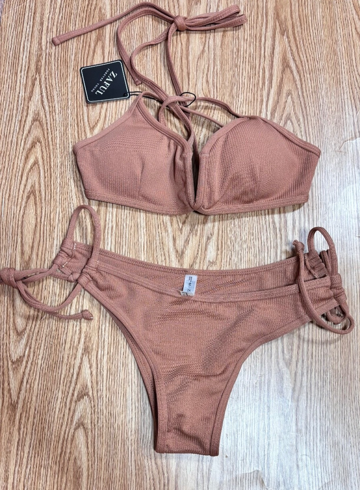 Women's High Cut Bikini Sets Ribbed V-Wire Cami Bikini Two Piece ...