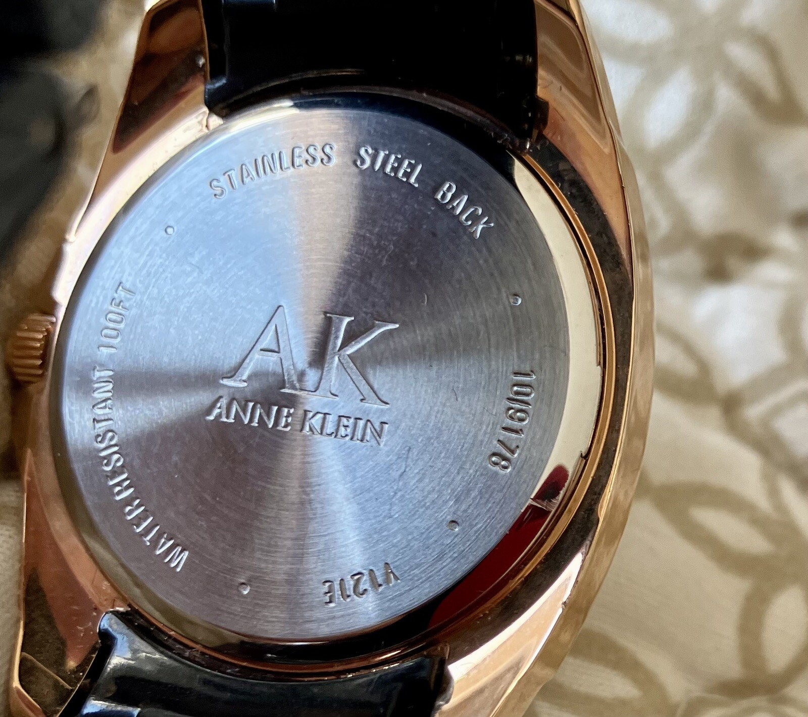 AK+Anne+Klein+Watch+Y121e+9178+Black+Band+Gold+Bezel+%26+Crystal+Face ...