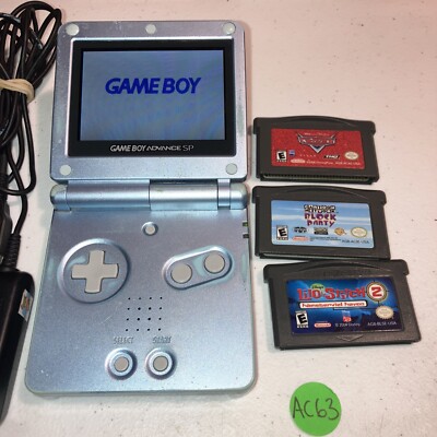 Nintendo Game Boy Advance SP AGS-101 Pearl Console System + 3 Games ...