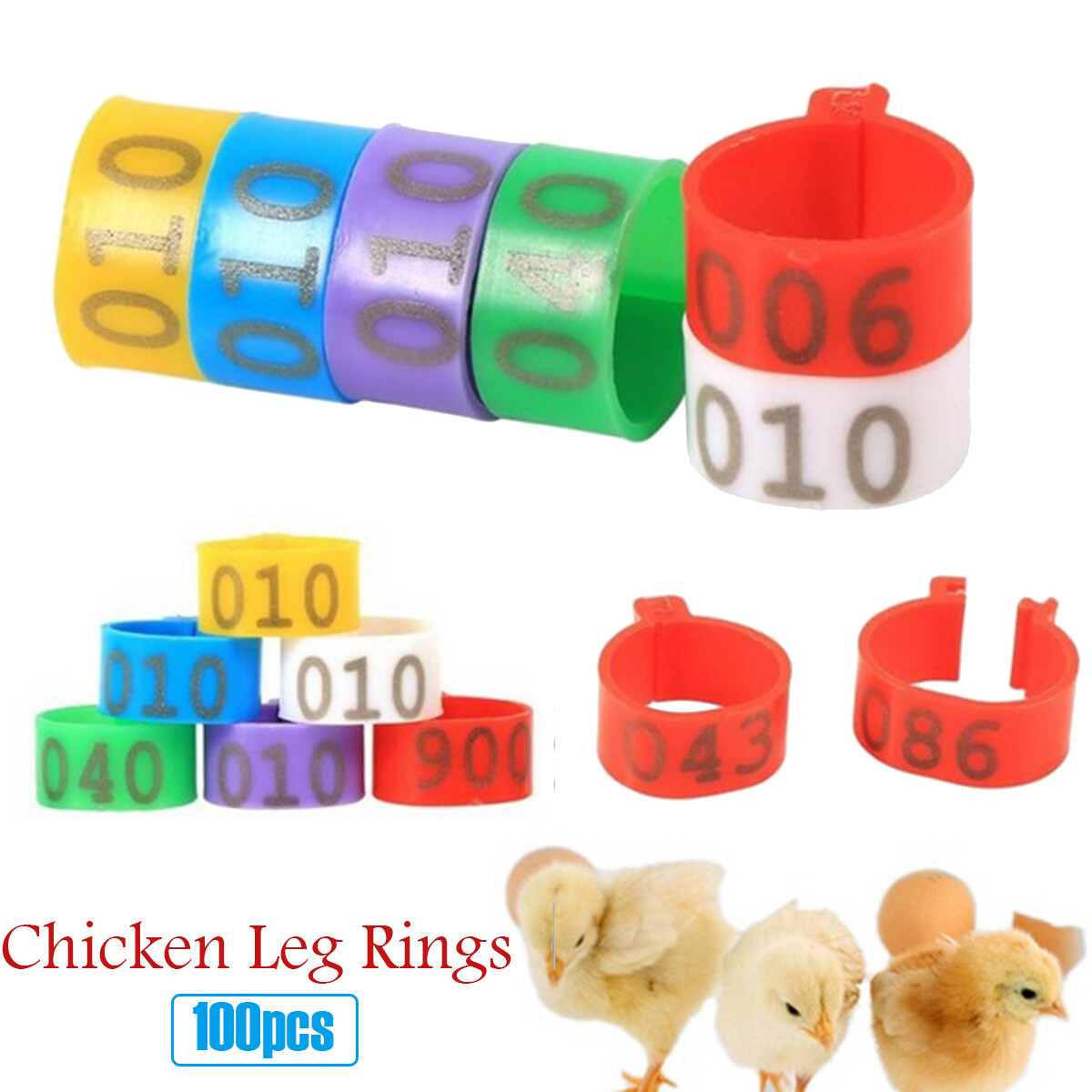 100pcs Chicken Leg Rings Identification Bands Tags Clips Poultry 6 ...