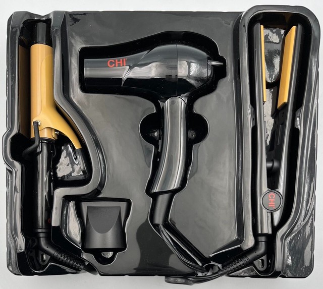 Travel CHI Air Ceramic Set Dual Voltage 3 4 Flat Iron 1 Curler Dryer ...