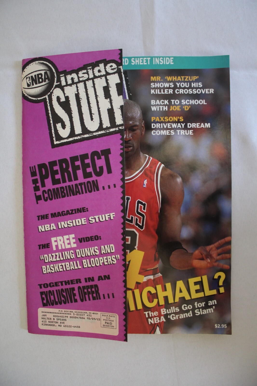 NBA Inside Stuff Magazine Michael Jordan W/ Card Sheet 1993 Vol. 1 No ...