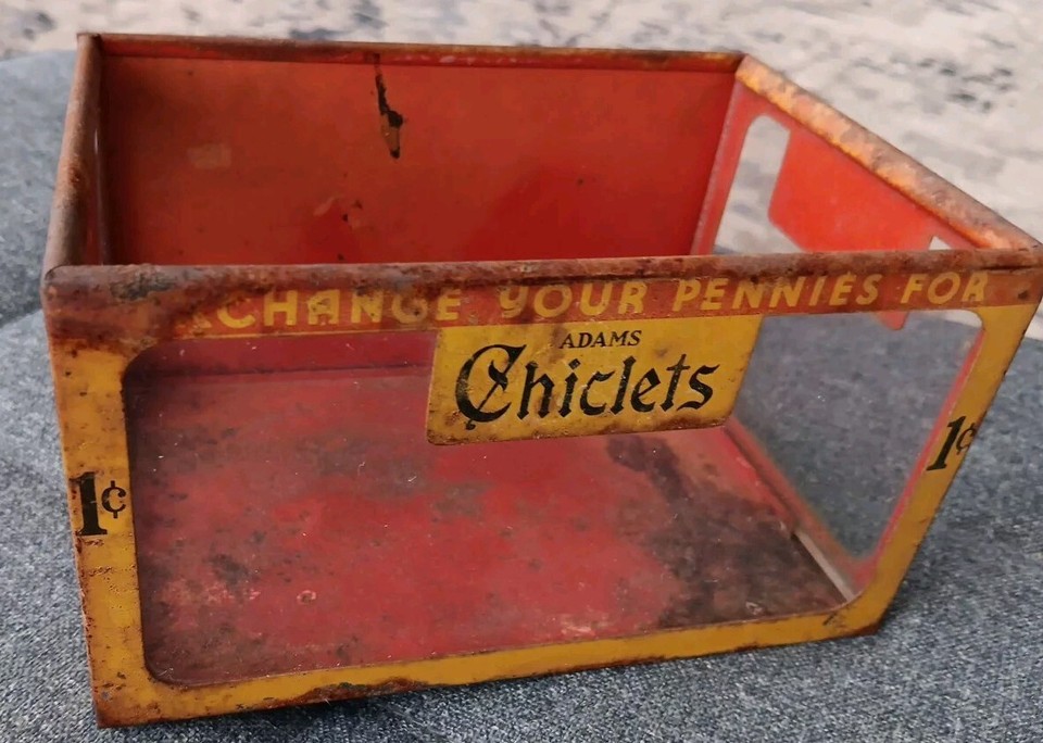 Vtg 1920s Adams Chiclets Penny Gum Tin & Glass General Store Counter ...