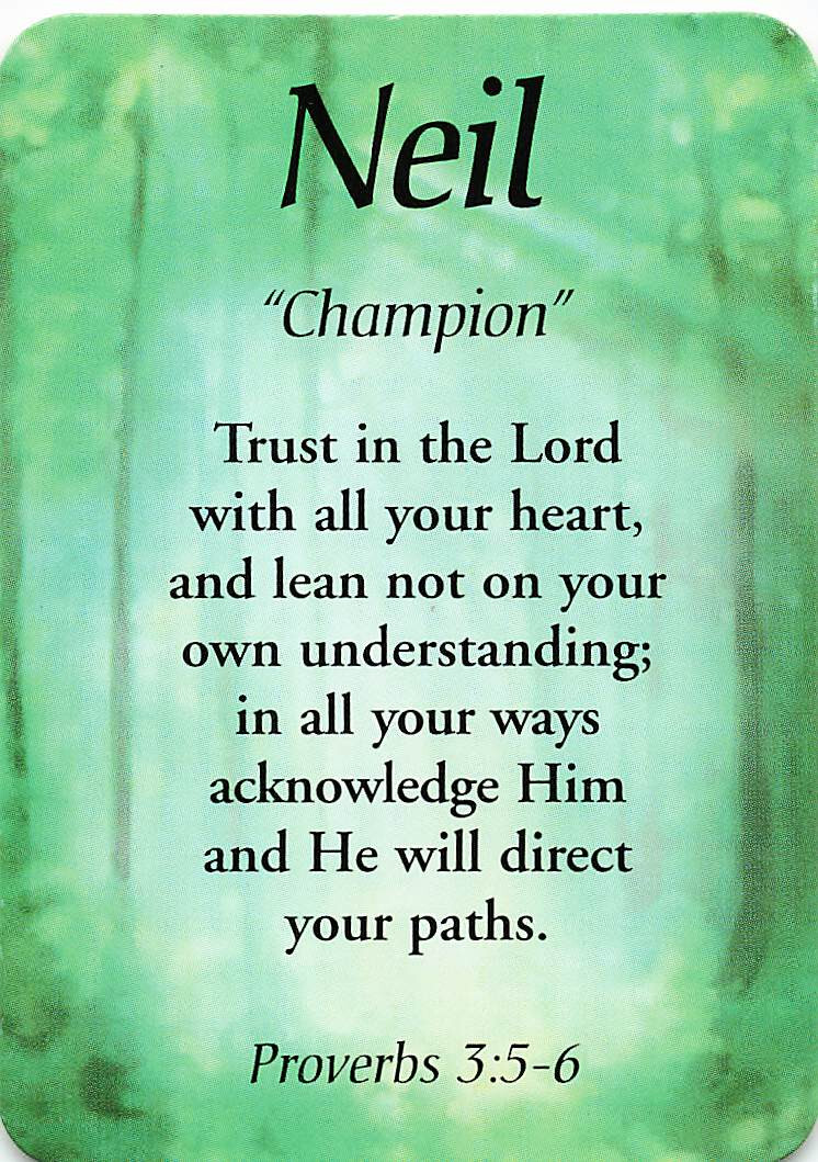 Neil "Champion" Keepsake Name Meaning Card with Verse | eBay