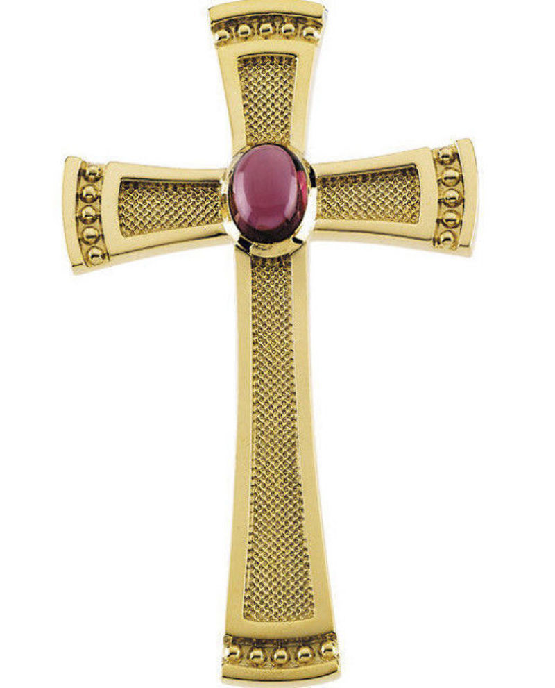 Genuine Rhodolite Garnet Cabochon Cross Pendant In 14K Yellow Gold | eBay