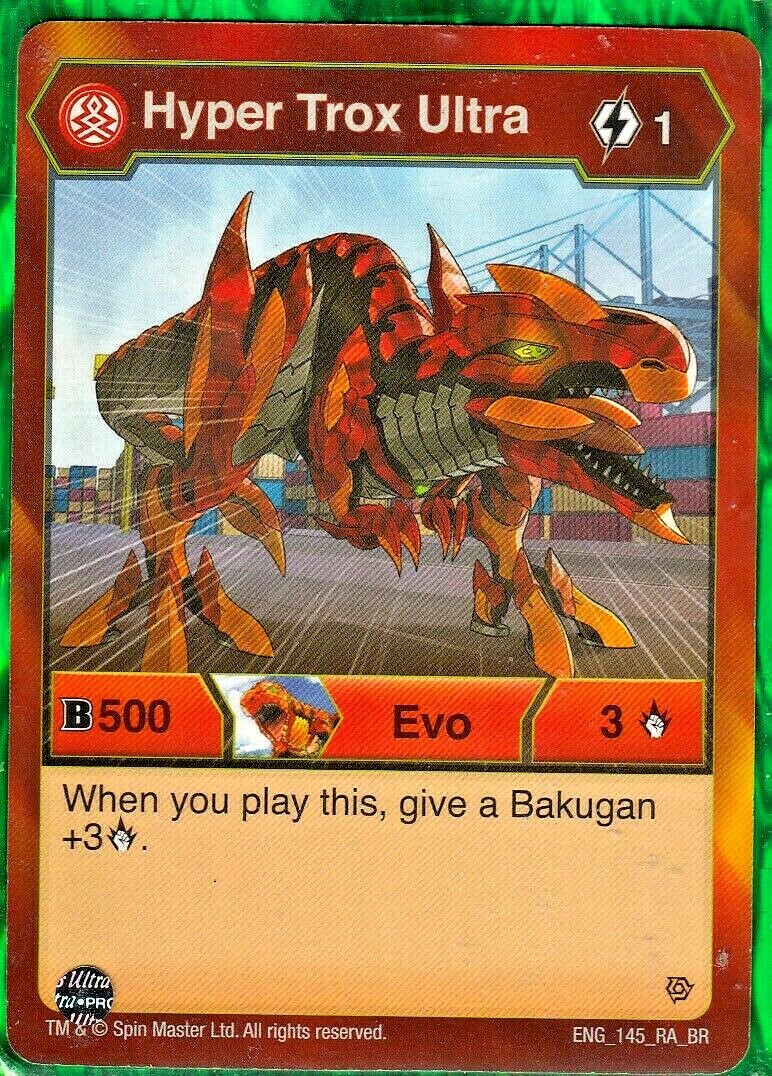 1 x Bakugan Resurgence - Hyper Trox Ultra Evo Card - ENG 145 RA BR New ...