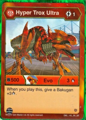 1 x Bakugan Resurgence - Hyper Trox Ultra Evo Card - ENG 145 RA BR New ...
