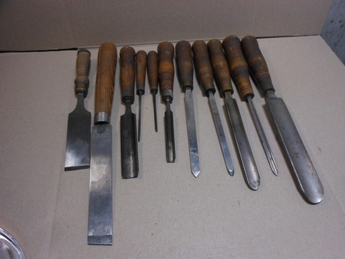 Lot of 11 Antique Carving Tools Chisels Lathe Tools - 7 are DR Barton ...