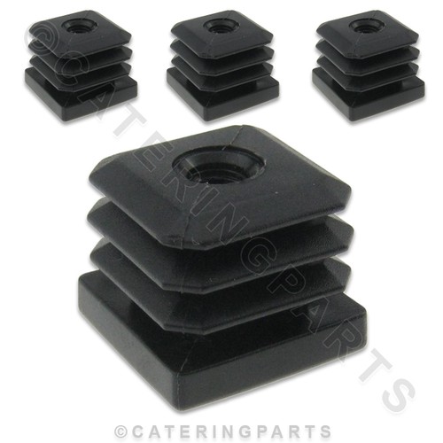 30mm PLASTIC SQUARE LEG FOOT INSERT M8 FOR STAINLESS STEEL TABLE BENCH ...