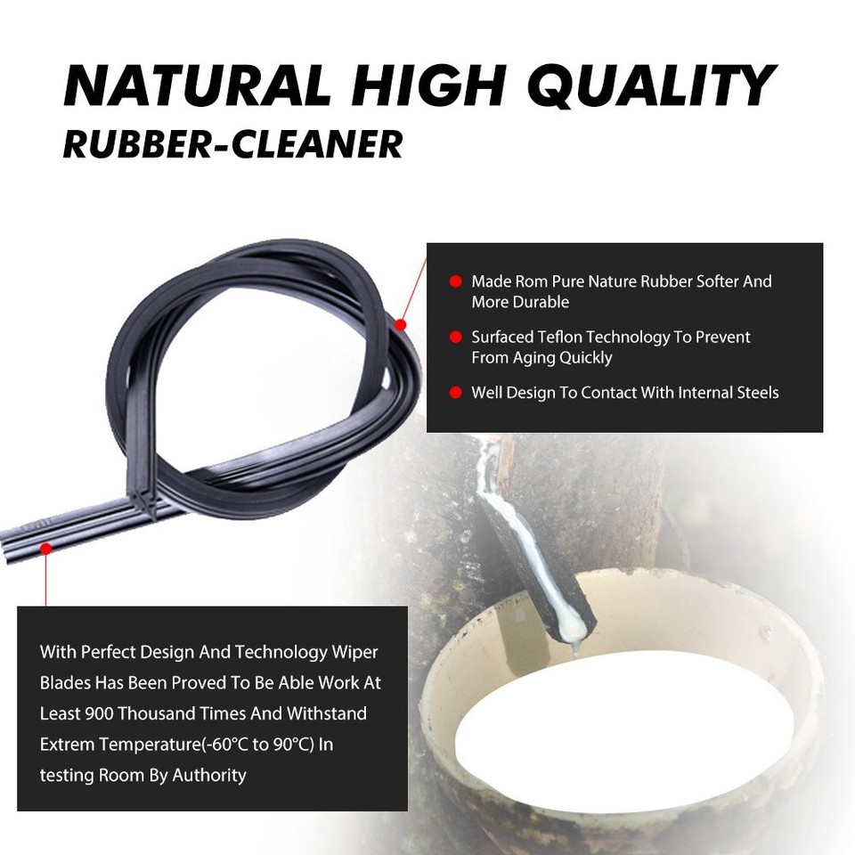 Clean Smooth 28''+16''Front Car Wiper Blades Double Rubber Brushes ...