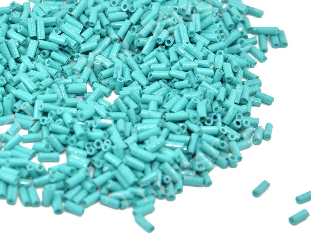 Opaque Sea Green Pipe Bugle Bead Glass Seed Beads Jewelry Making 4.5mm ...