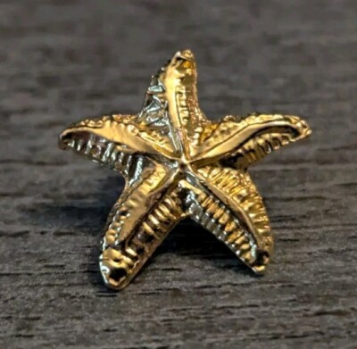 Gold-Tone Starfish Marine Life Ocean Beach Collectible Texrured Lapel ...