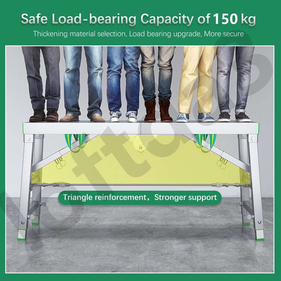 Heavy Duty Aluminium Hop Up Step Ladder Folding Stool Work Bench ...